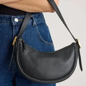 Quince | Bags | Quince Mini Crescent Italian Leather Black Shoulder Bag ...